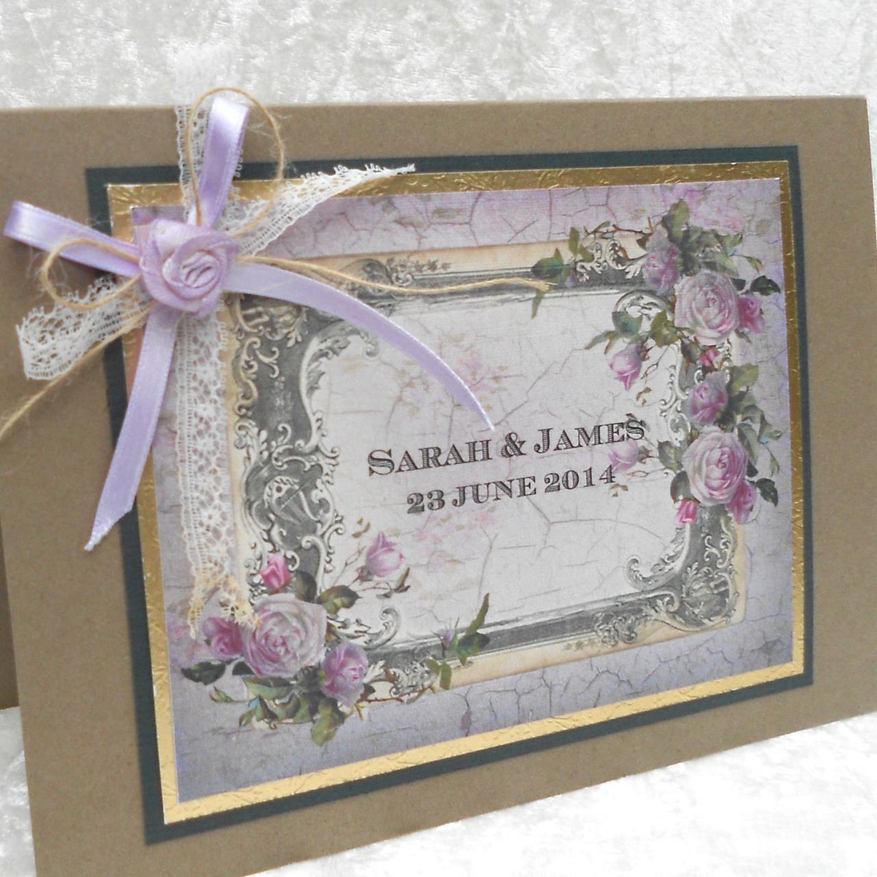 Vintage Rustic Wedding Invitations X 5 Antique Lavender (ref 141) on Luulla