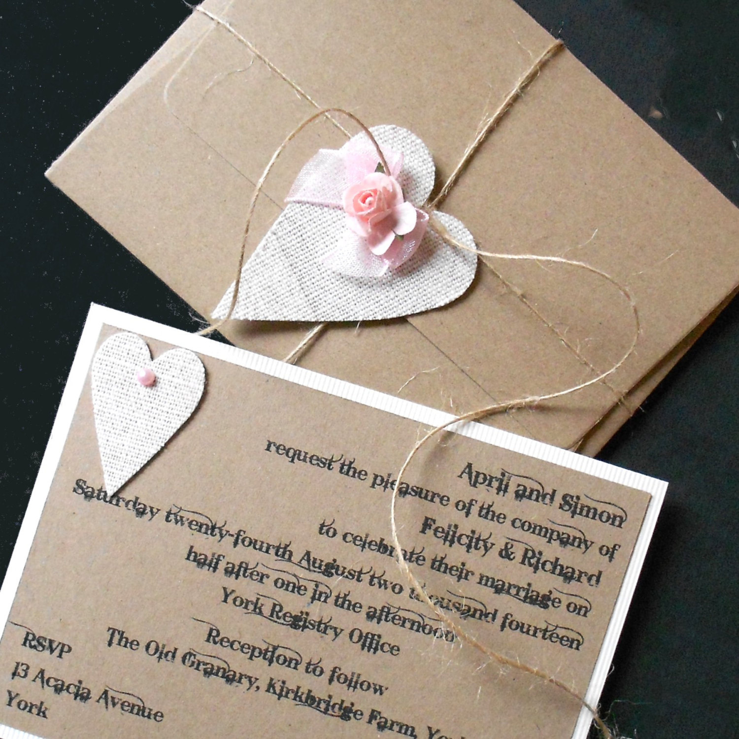 Rustic Country Chic Wedding Invitations And Rsvp X 5 (ref 148) on Luulla